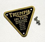 Triumph Engine Patent Plate - Pre Unit 350 twin (1938 to 1962 ...